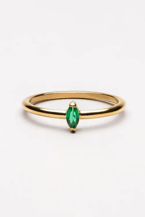 ATOLEA Dainty Emerald Ring With Zirconia - Green