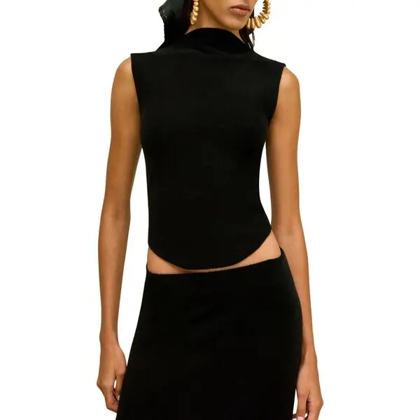 Cult Gaia Romma Mock Neck Top - Black