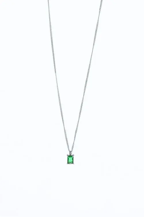 ATOLEA Emerald Necklace - Silver