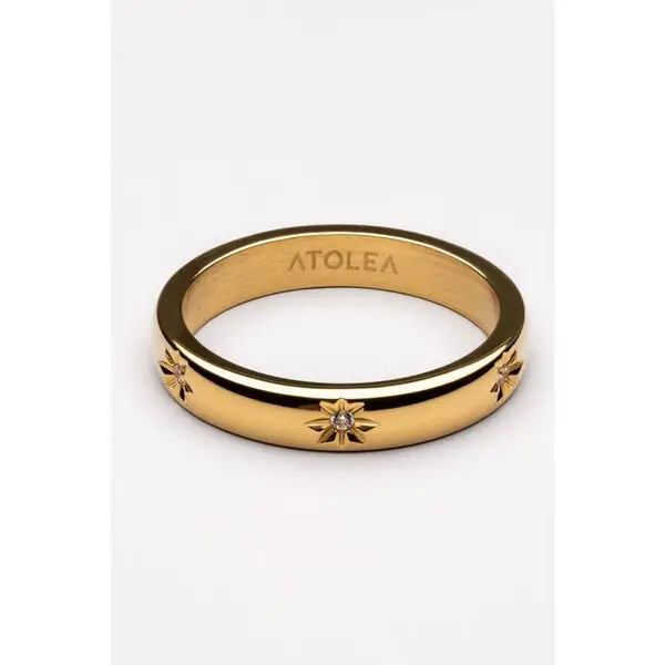 ATOLEA Sparkling Band Ring With Zircon Detail - Gold