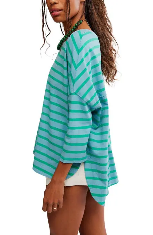 Free People Second Sense Striped T-shirt - Blue Combo