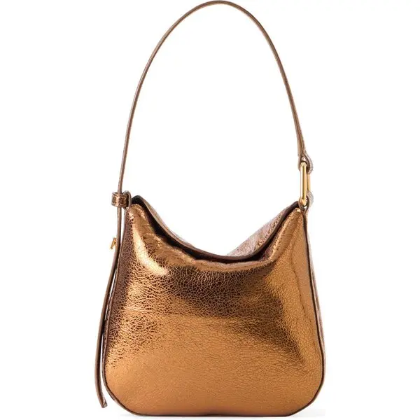 Akris Mini Anna Metallic Leather Hobo Bag