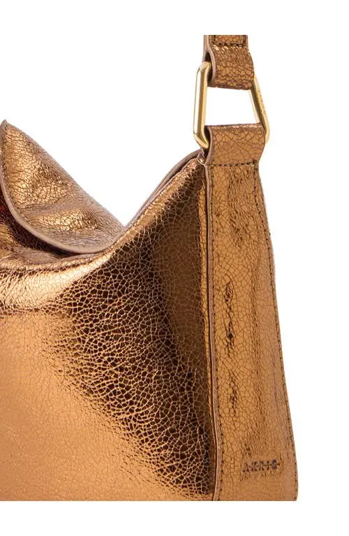 Akris Mini Anna Metallic Leather Hobo Bag