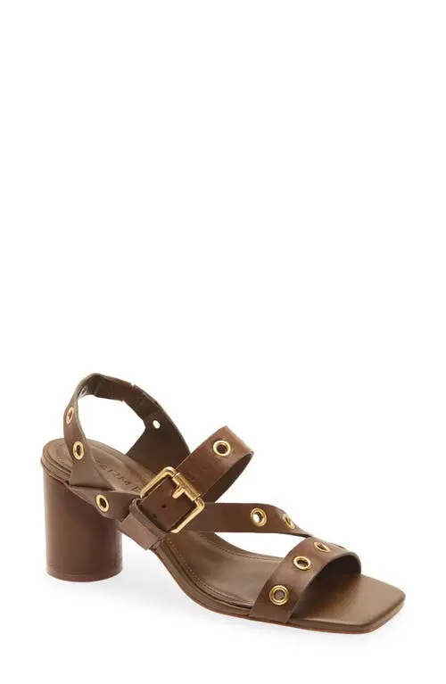 Farm Rio Buckle Block Heel Leather Al - Sand