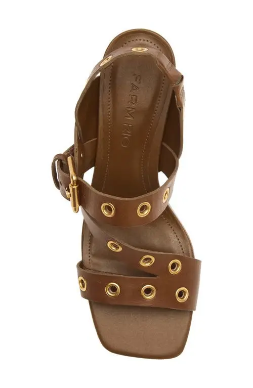 Farm Rio Buckle Block Heel Leather Al