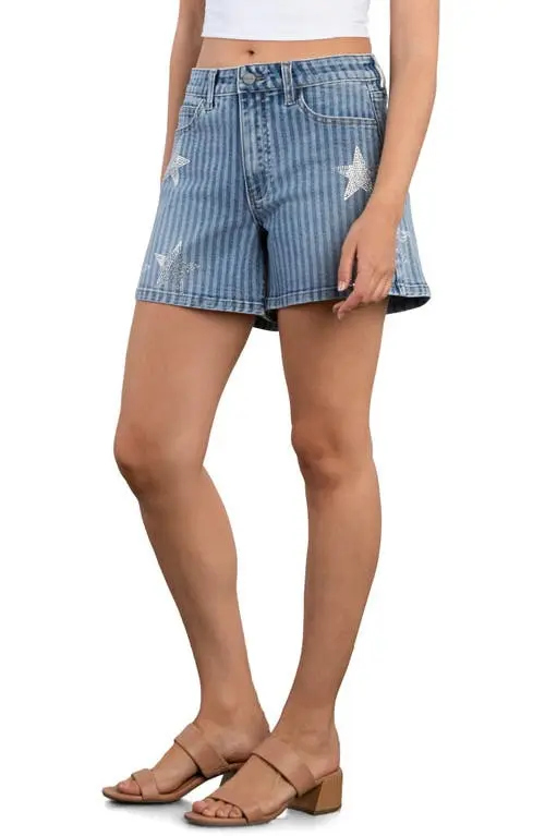 HINT OF BLU Star Striped Denim Shorts