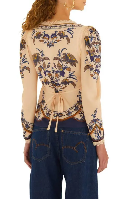 Farm Rio Liz Lace Trim Print Top