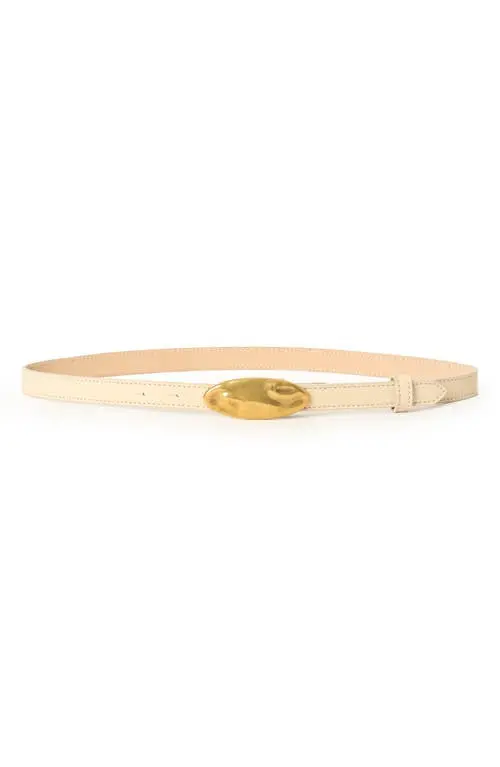 B-low The Belt Darrian Skinny Leather Belt With Organic Buckle - Latte Brass