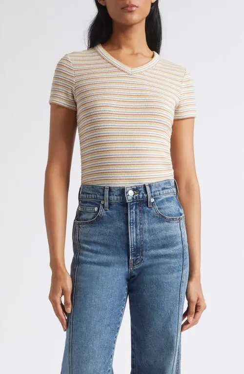 Veronica Beard Devin V-neck T-shirt - Rust Multi
