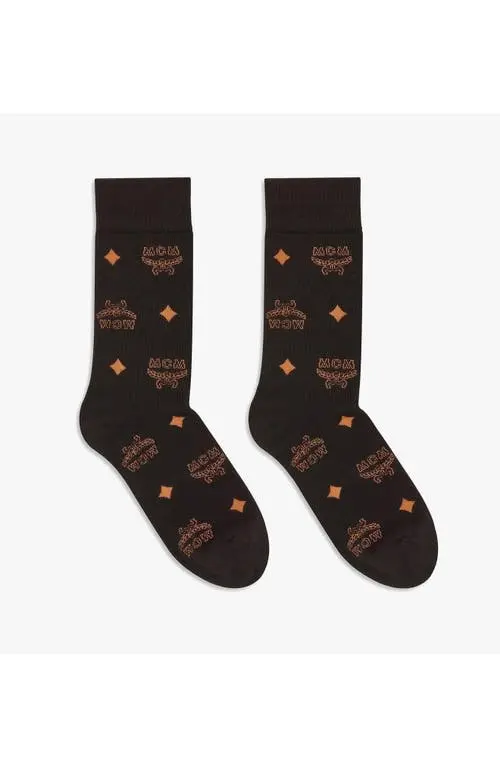 Mcm Monogram Knit Socks - Black