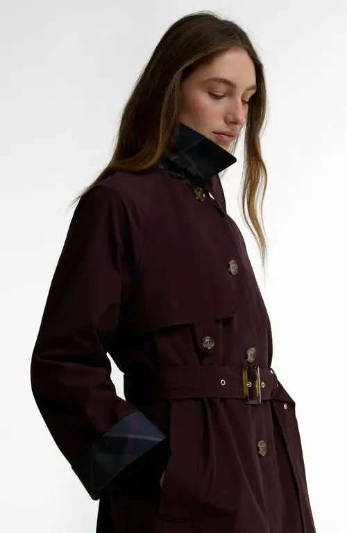 Barbour Antonella Showerproof Belted Coat - Fig/shadow Classic