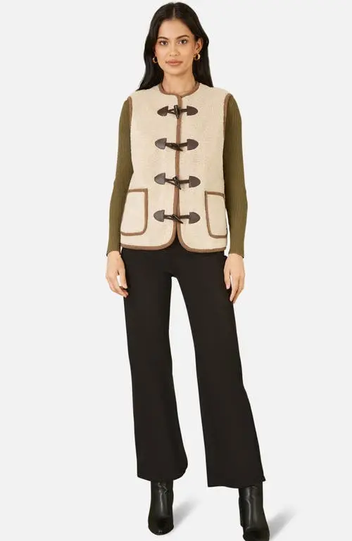 YUMI Faux Leather Button Detail Gilet