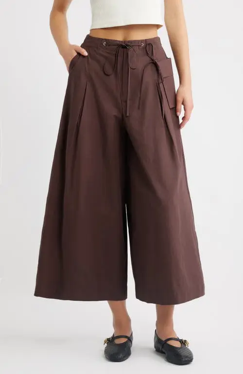 DAMSON MADDER Tatiana Drawstring Wide Leg Culottes - Choc