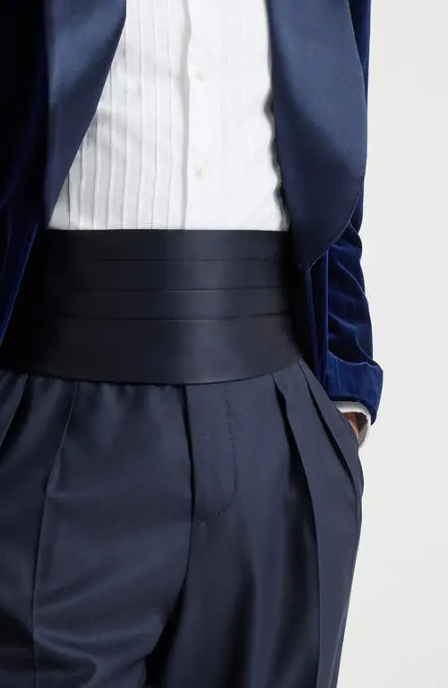 Brunello Cucinelli Silk And Cotton Satin Cummerbund - Navy Blue