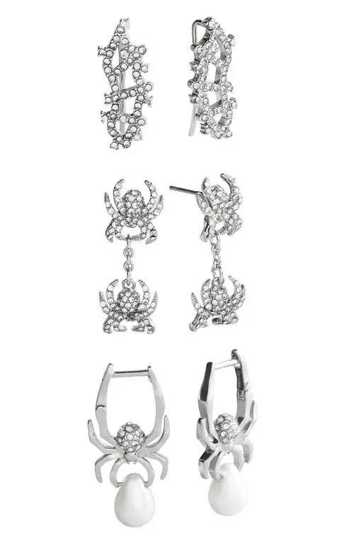 Baublebar Caught In The Web Set Of 3 Earrings - Silver