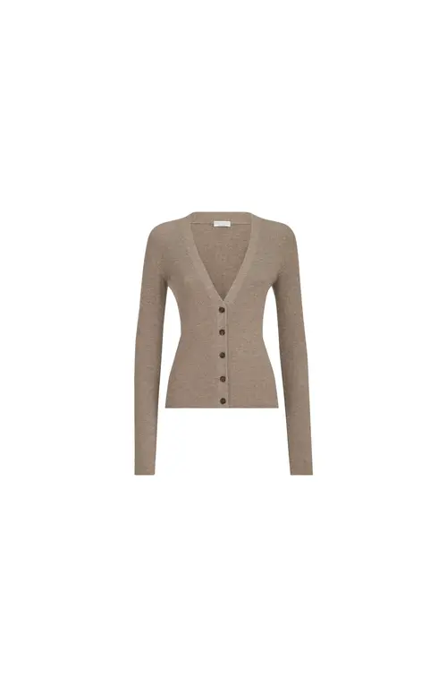 Brunello Cucinelli Sparkling Cashmere Lightweight Ribbed Cardigan