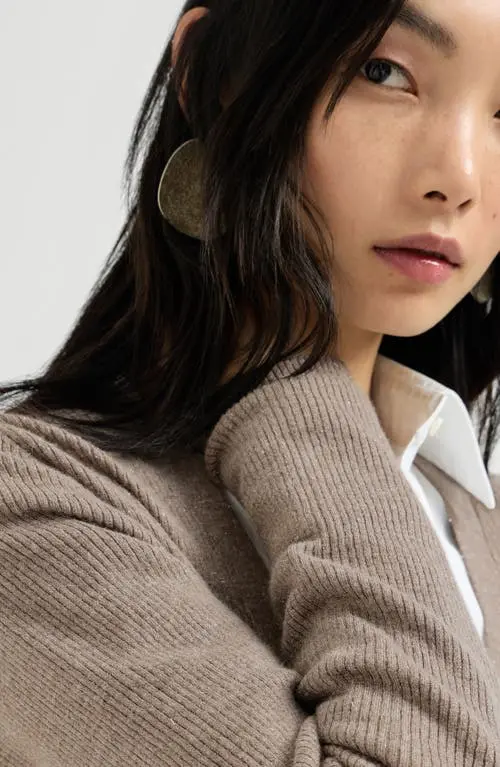 Brunello Cucinelli Sparkling Cashmere Lightweight Ribbed Cardigan