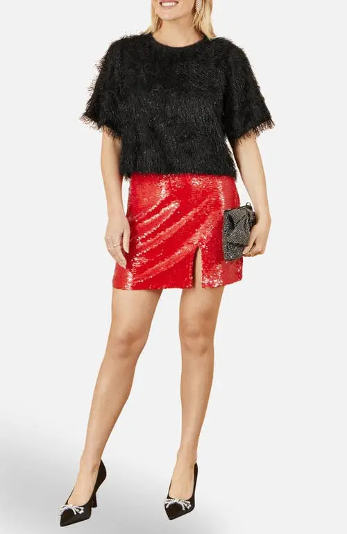 YUMI Sequin Mid Waist Mini Skirt