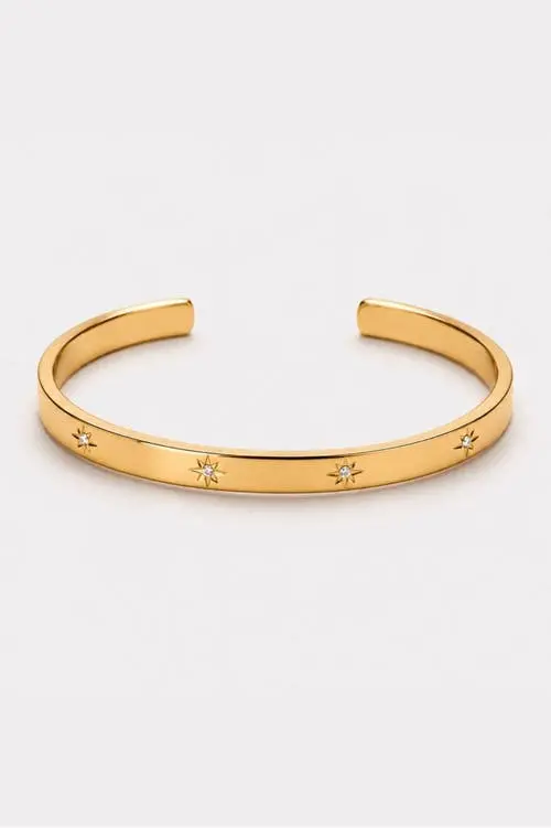 ATOLEA Starlight Cuff With Zircon Stones - Gold