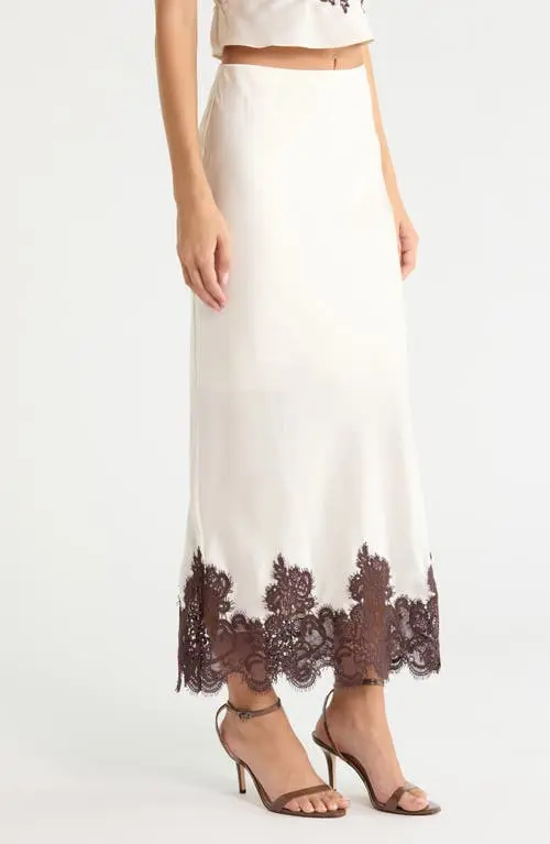KITTENISH Lace Detail Maxi Skirt - Egret