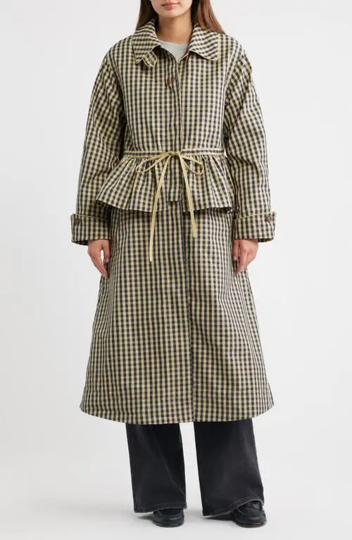 DAMSON MADDER Myrtle Gingham Trench Coat - Navy