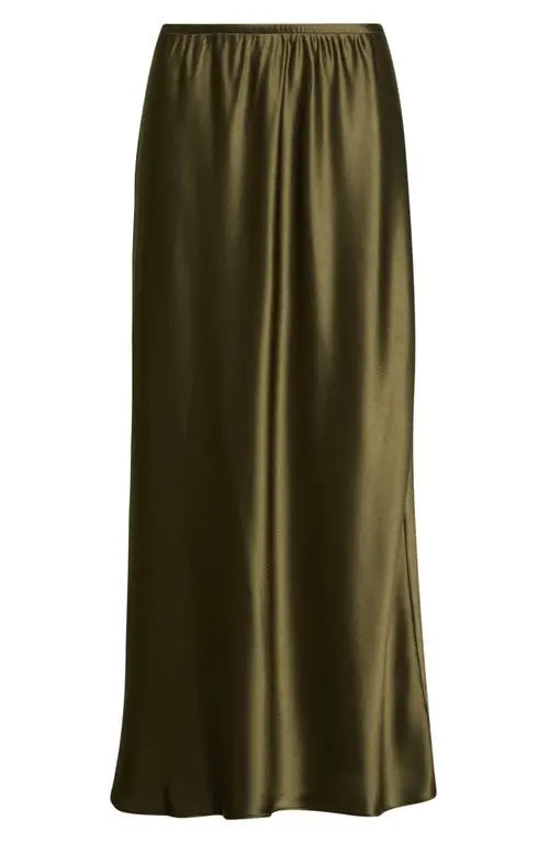 LESET Barb Satin Midi Skirt - Olive