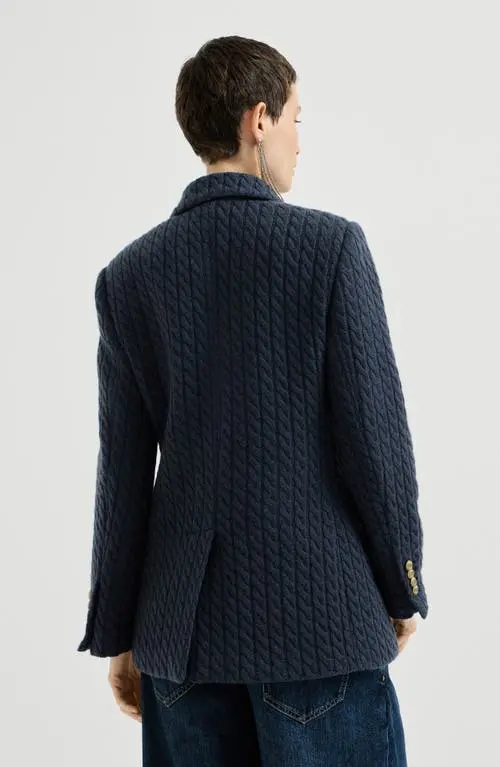 Brunello Cucinelli Cashmere Cable Knit Blazer With Monili