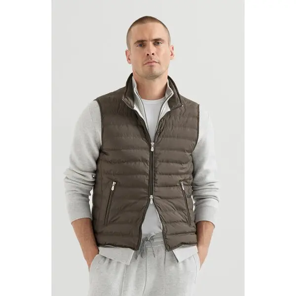 Brunello Cucinelli Lightweight Techno Fabric Down Vest - Brown