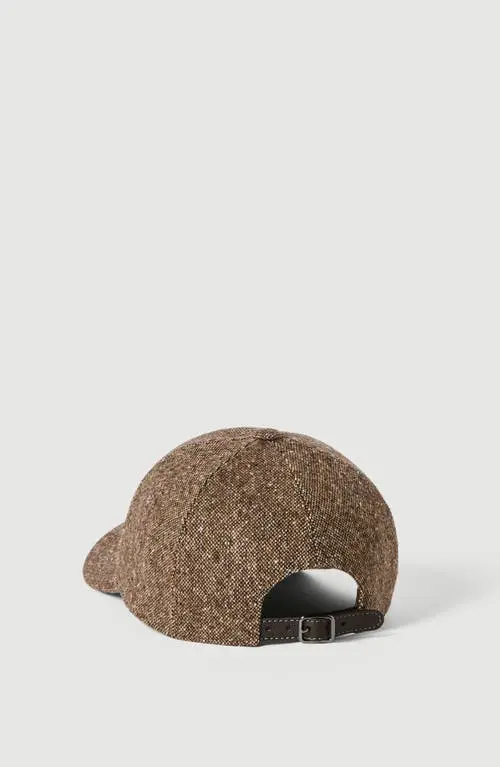 Brunello Cucinelli Virgin Wool Donegal Baseball Cap With Shiny Band