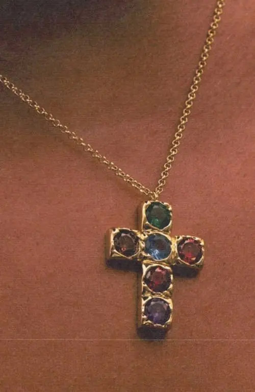 THE M JEWELERS Multicolor Bezel Cross Pendant Necklace