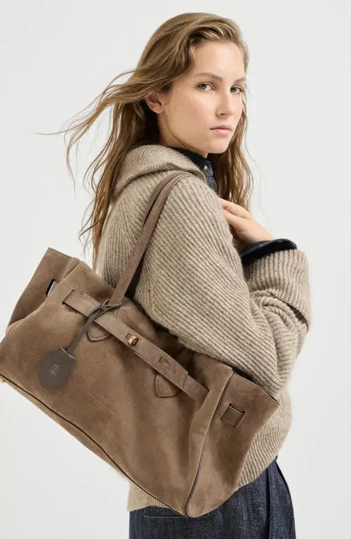 Brunello Cucinelli Explorer Shoulder Bag In Suede