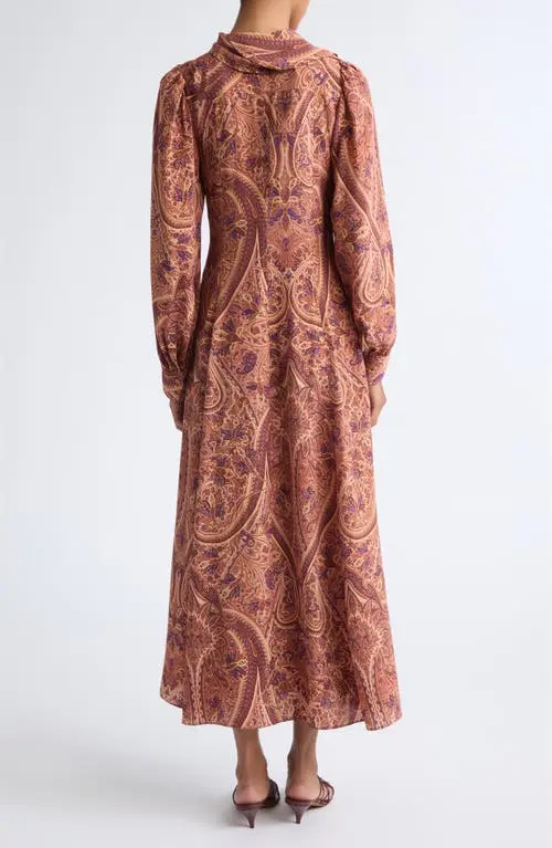 Ulla Johnson Sabrina Silk Paisley Print Midi Dress