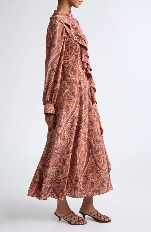 Ulla Johnson Sabrina Silk Paisley Print Midi Dress