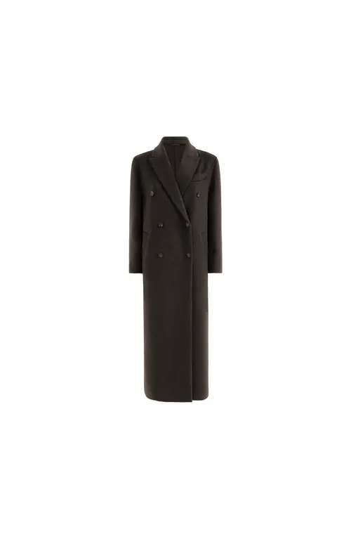 Brunello Cucinelli Hand-crafted Coat In Cashmere Double Beaver Cloth With Monili