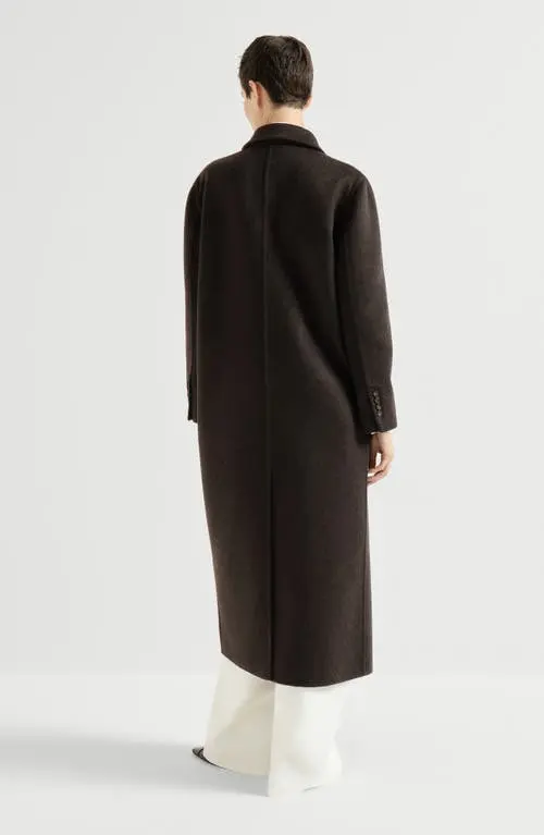 Brunello Cucinelli Hand-crafted Coat In Cashmere Double Beaver Cloth With Monili