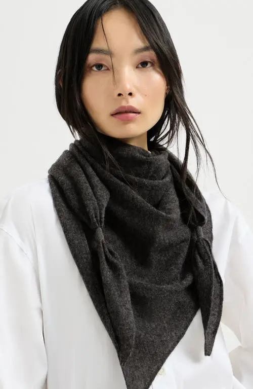 Brunello Cucinelli Cashmere Scarf With Shiny Details - Anthracite