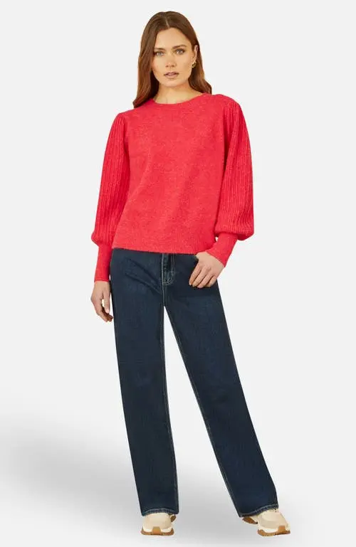 YUMI Knitted Balloon Sleeve Textu Jumper