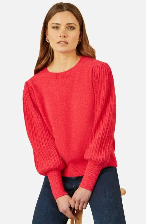 YUMI Knitted Balloon Sleeve Textu Jumper
