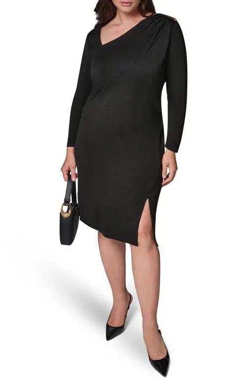 Donna Karan New York Asymmetrical Neckline Sheath Dress