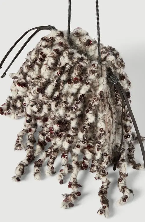 Brunello Cucinelli Pouch Bag With Twisted Embroidery And Precious Chain