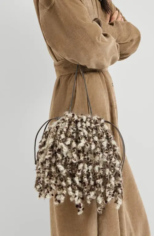 Brunello Cucinelli Pouch Bag With Twisted Embroidery And Precious Chain