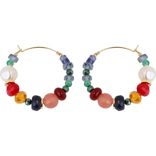 PANACEA Stone Hoop Earrings