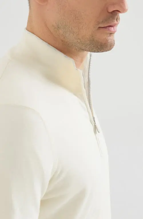 Brunello Cucinelli Sea Island Cotton And Cashmere Half-zip Sweater - Panama