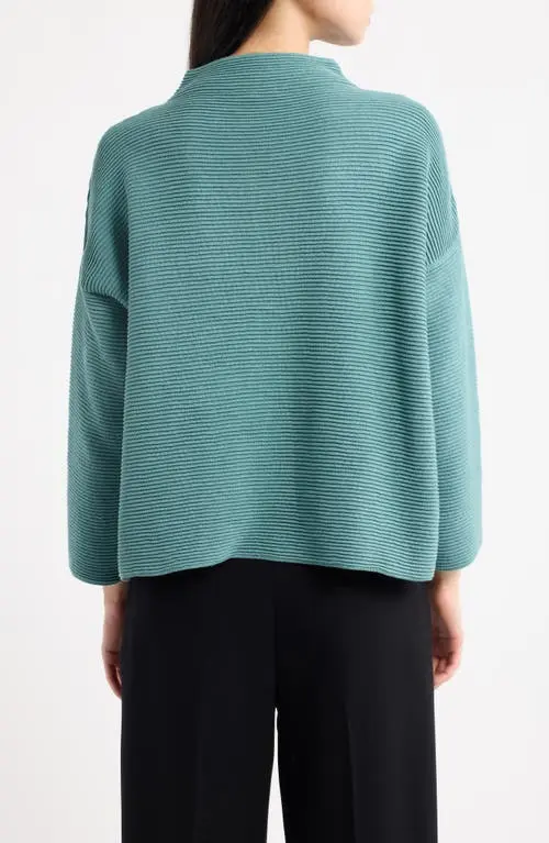 Eileen Fisher Mock Neck Ribbed Sweater - Amalfi