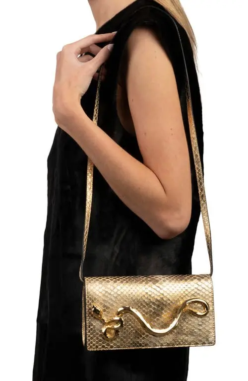 Alexis Bittar Serpent Side Handle Leather Clutch