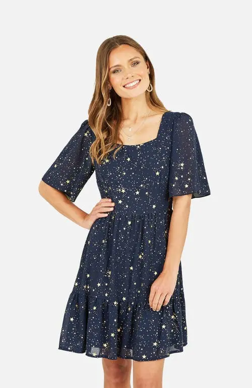 YUMI Star Print Skater Dress