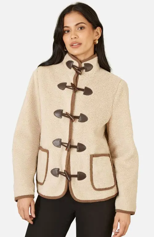 YUMI Tailored Borg Toggle Jacket - Cream