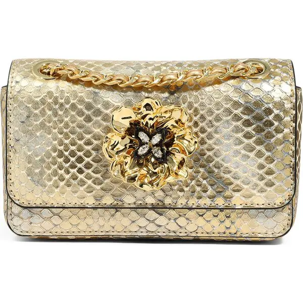 Alexis Bittar Mini Bella Python Embossed Leather Clutch - Gold Python