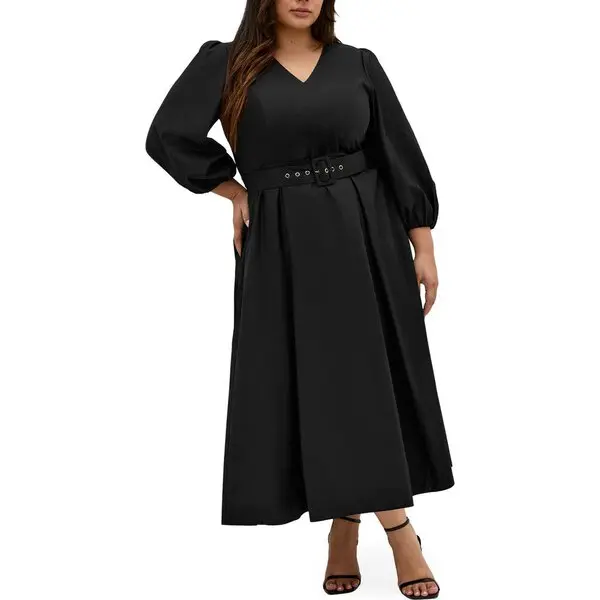 City Chic Kaiya Belted Cotton Dress