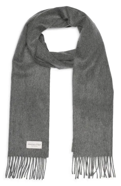 Johnstons Of Elgin Cashmere Fringe Scarf - Mid Grey